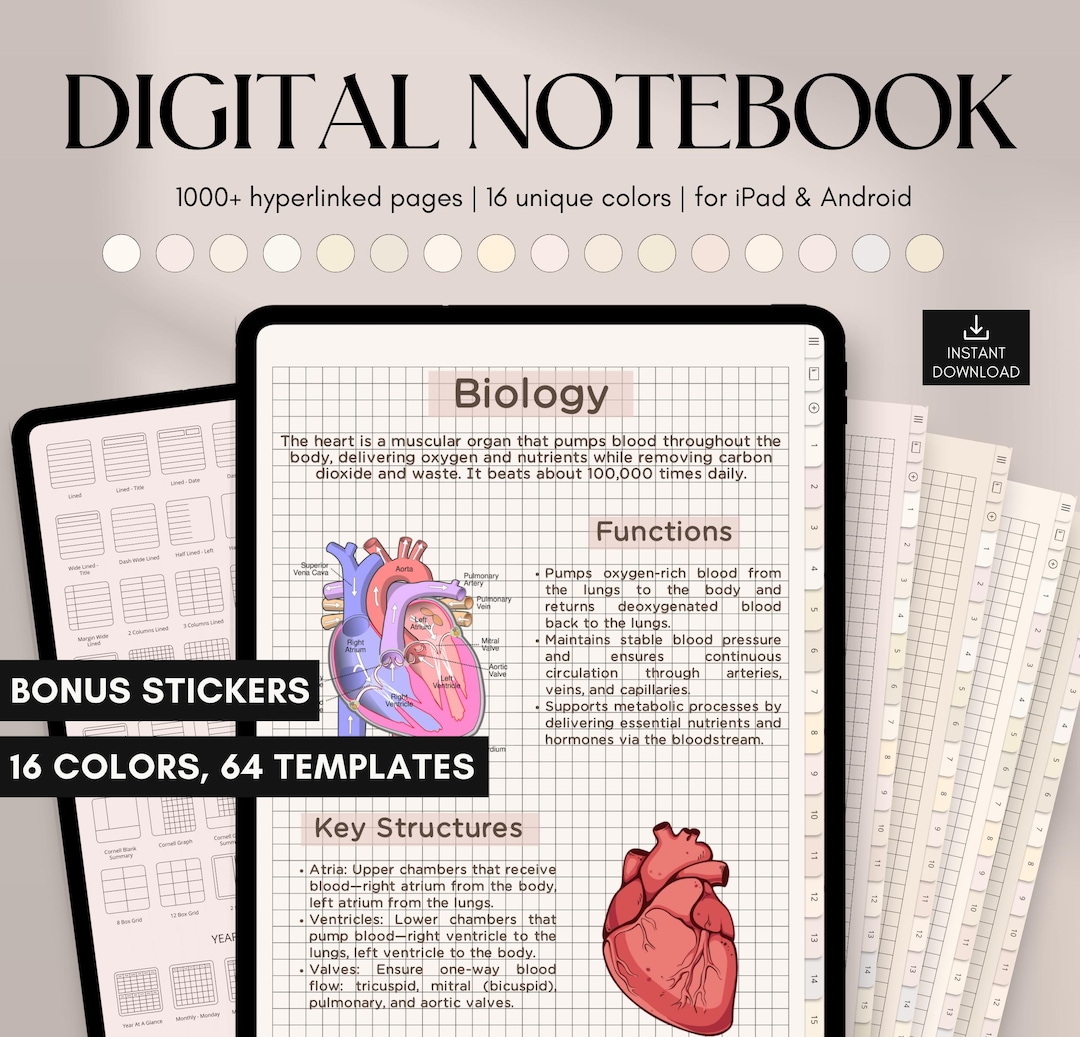 Digital Notebook With Tabs, Goodnotes Notebook, Digital Student ...