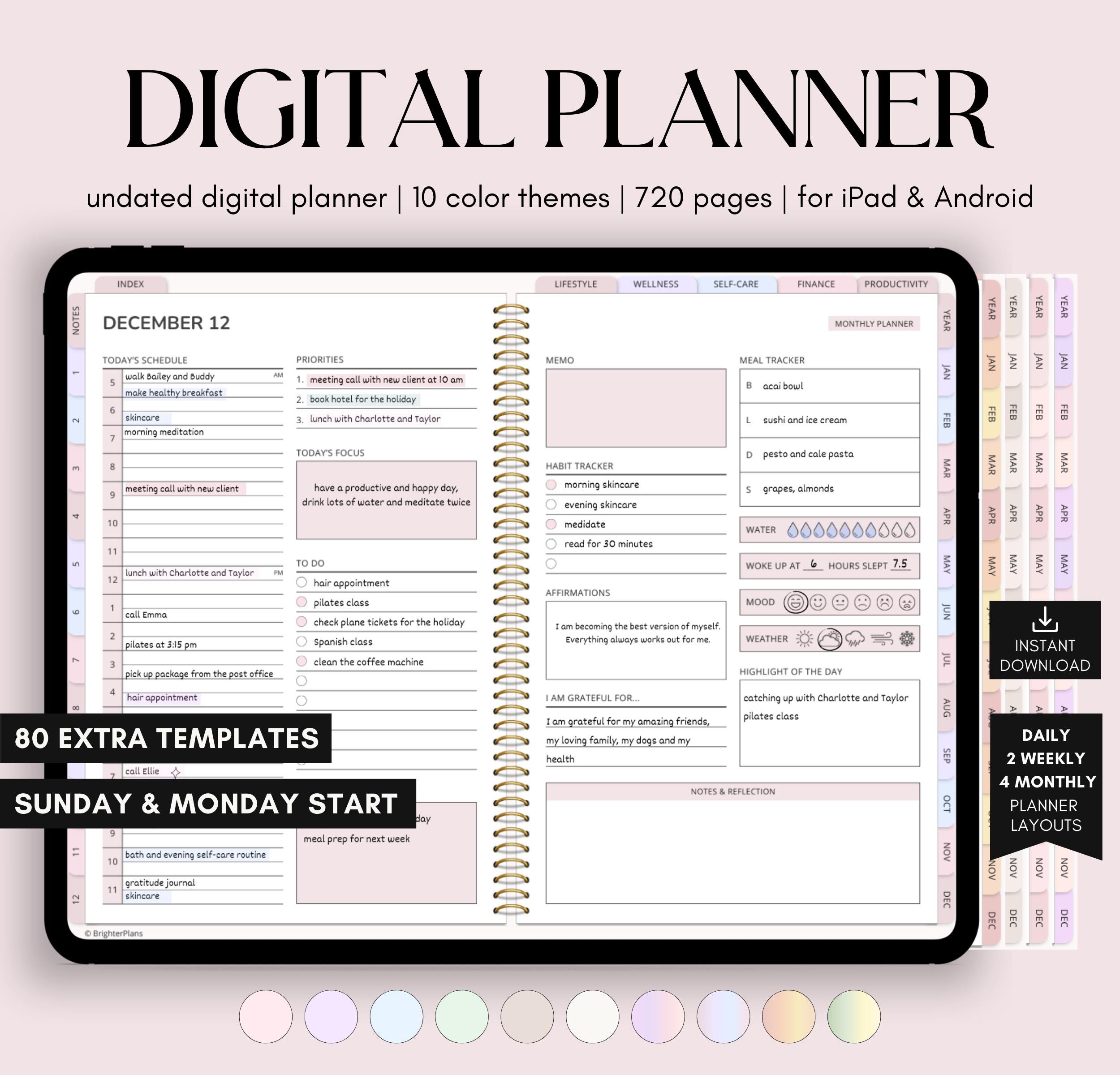 All-in-one Digital Planner Undated, iPad & Android Planner, Digital ...