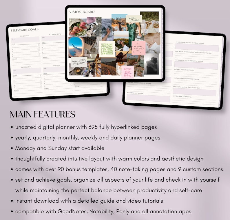 Digital Planner Undated, Goodnotes Calendar, iPad & Android Planner ...