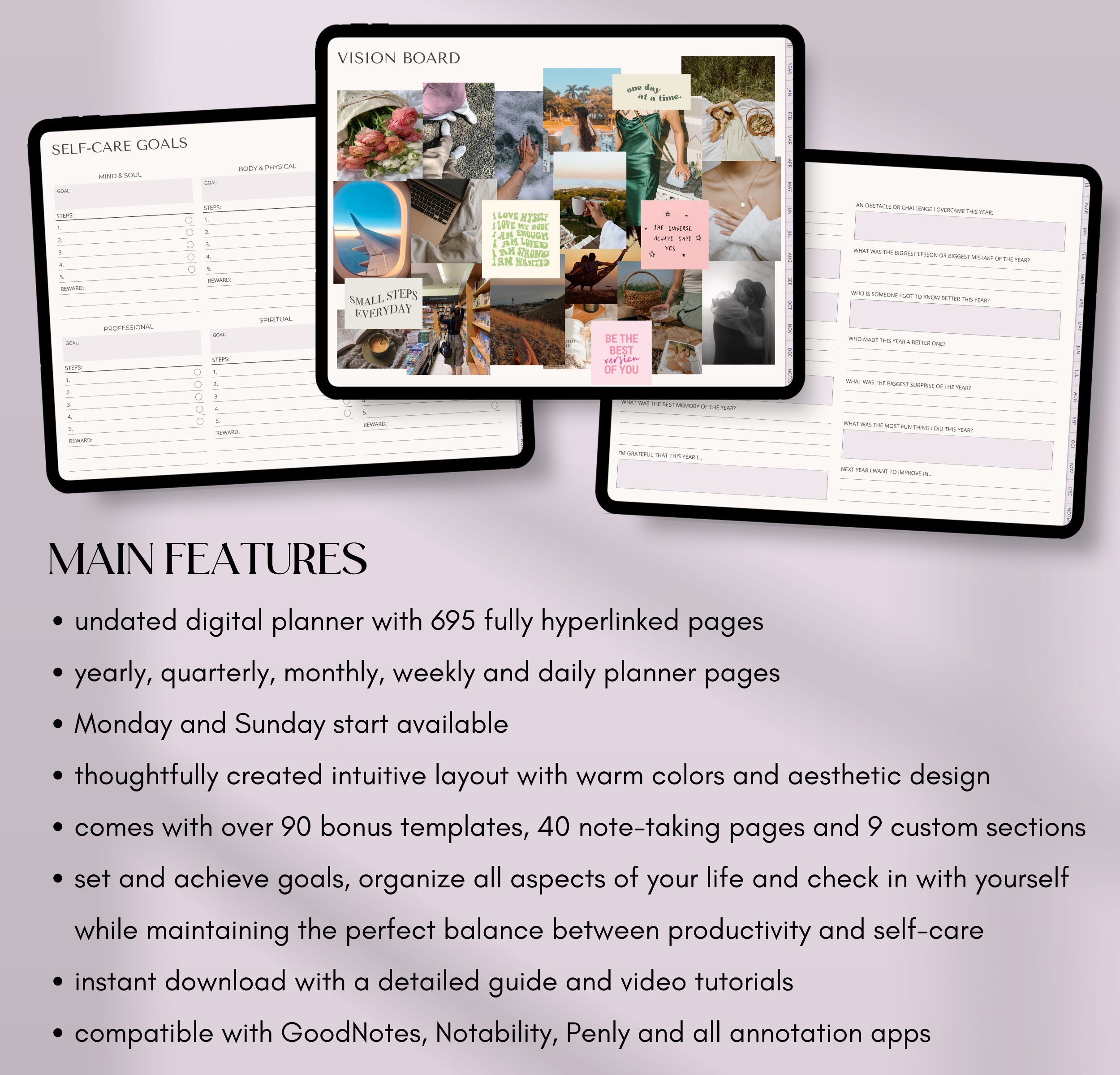 Digital Planner Undated, Goodnotes Calendar, iPad & Android Planner ...