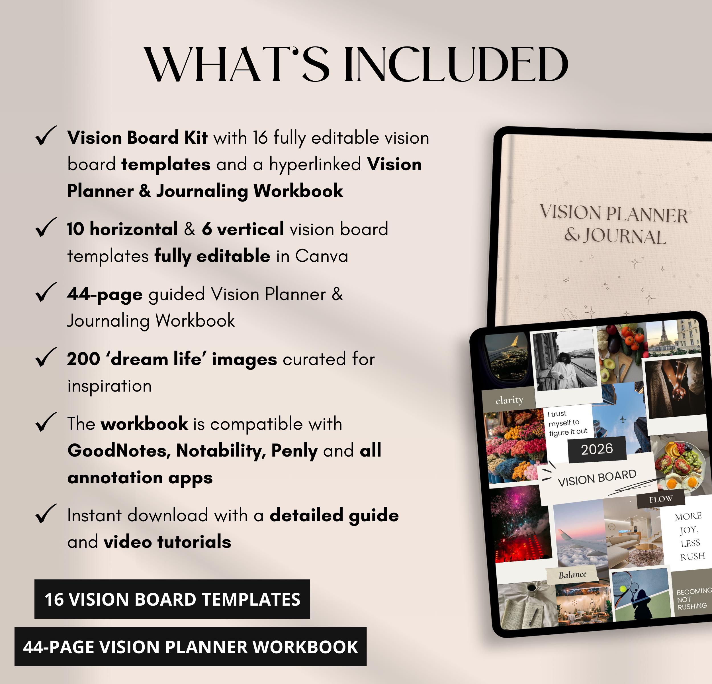 2026 Vision Board & Journaling Kit, Manifestation Journal, Digital ...