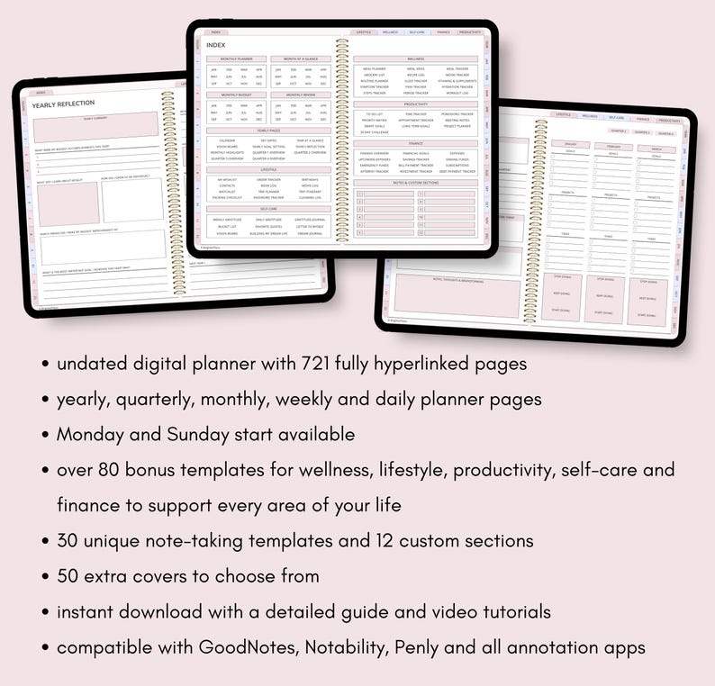 All-in-one Digital Planner Undated, iPad & Android Planner, Digital ...