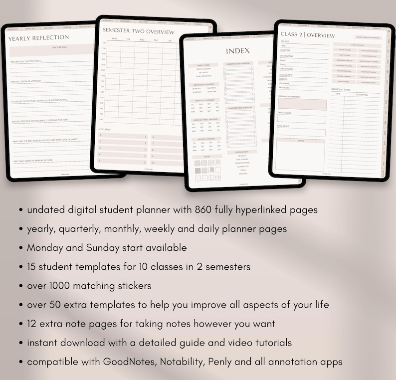 Student Planner, Digital Academic Planner, College Planner, Study ...