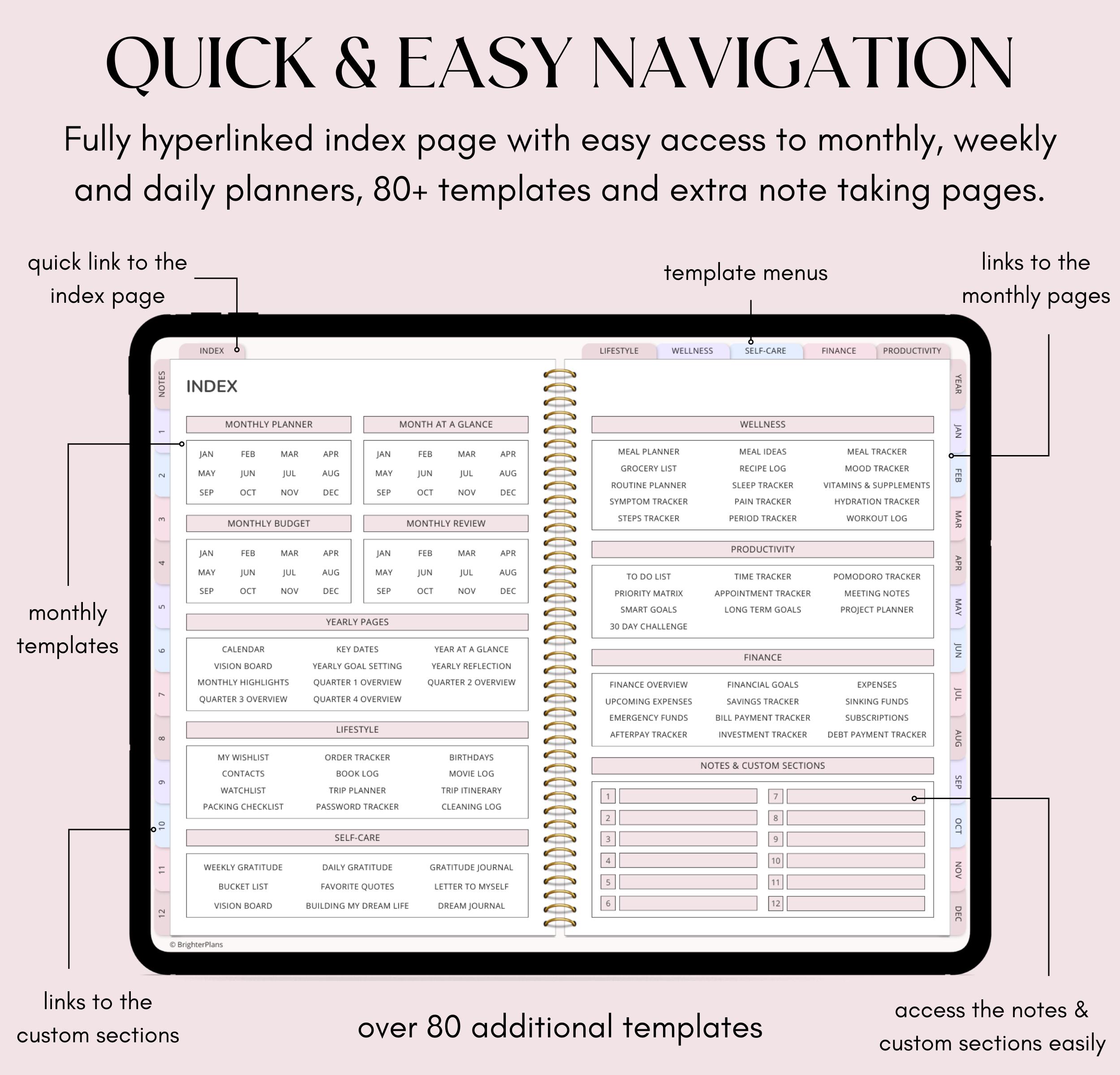All-in-one Digital Planner Undated, iPad & Android Planner, Digital ...
