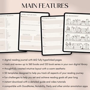 Digital Reading Journal, Digital Book Tracker for Goodnotes, iPad ...