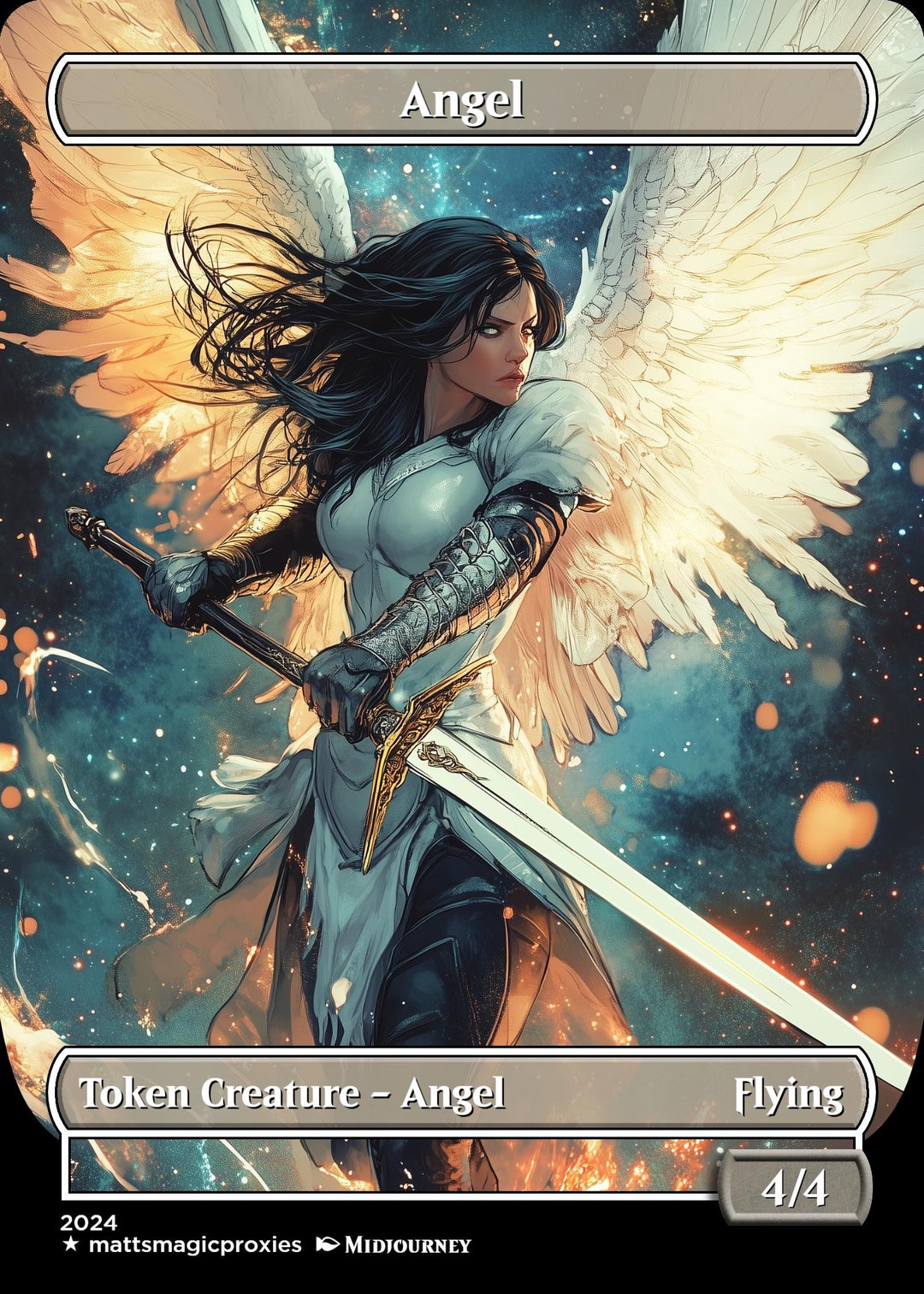 Custom Angel Tokens (foil and Non Foil Options), Graphic Novel Style Proxy, Flying, Vigilance ...