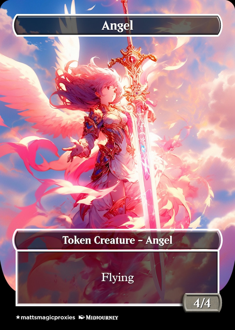 Custom Anime Style Angel Tokens (foil or Non Foil) With Flying and One ...