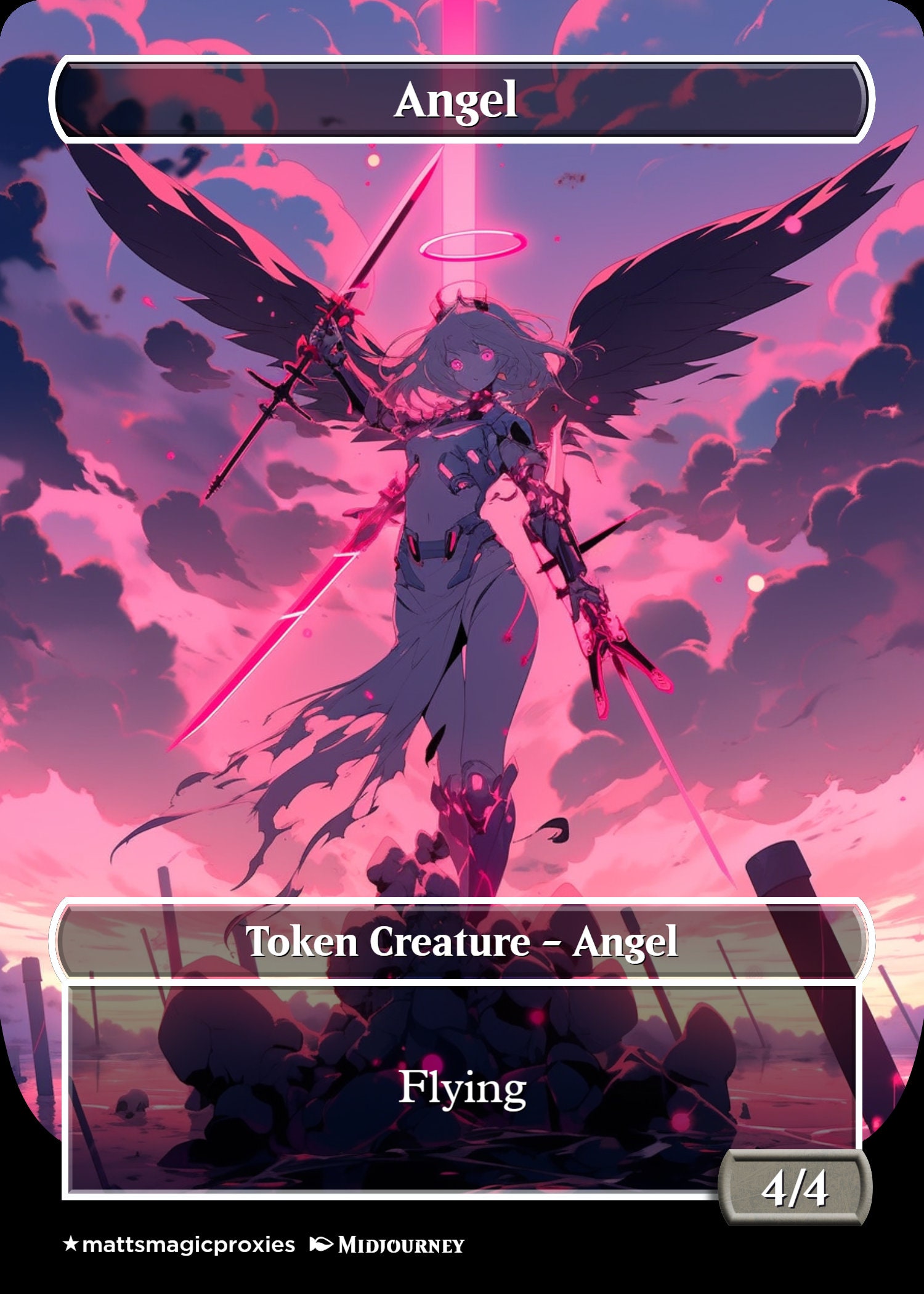 Rainbow Foilcustom Mtg Anime Style Angel Tokens Etsy