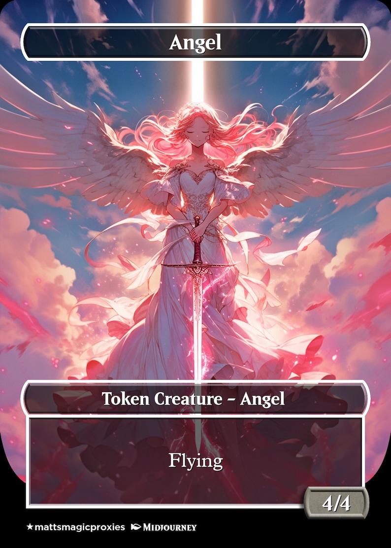 Custom Anime Style Angel Tokens (foil or Non Foil) With Flying and One ...