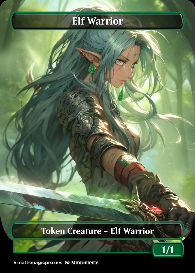 Custom Anime Style Elf Warrior Proxy Tokens (foil or Non Foil ...