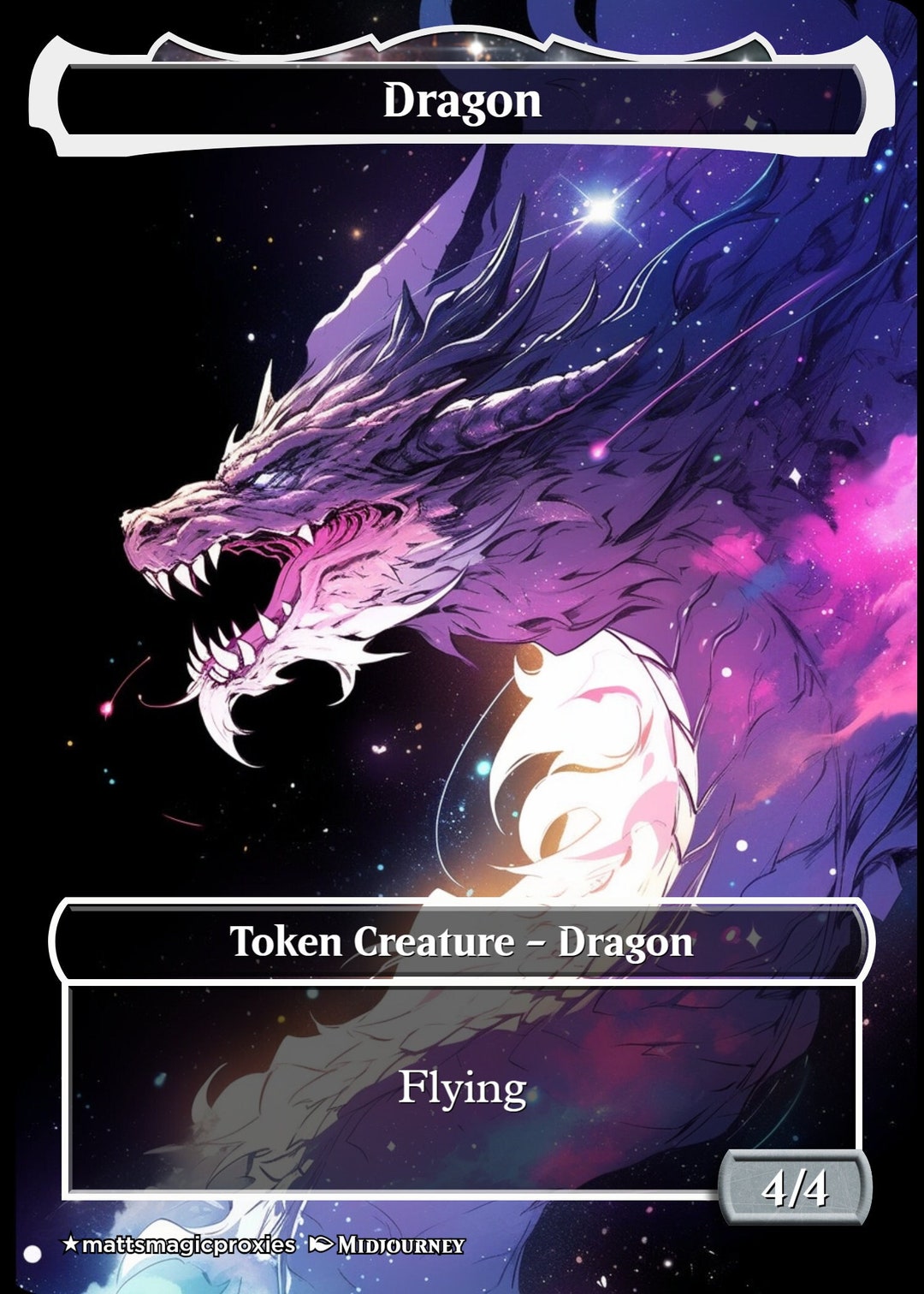 Custom Handmade Anime Dragon Tokens With Flying - Cosmic Neon Style ...