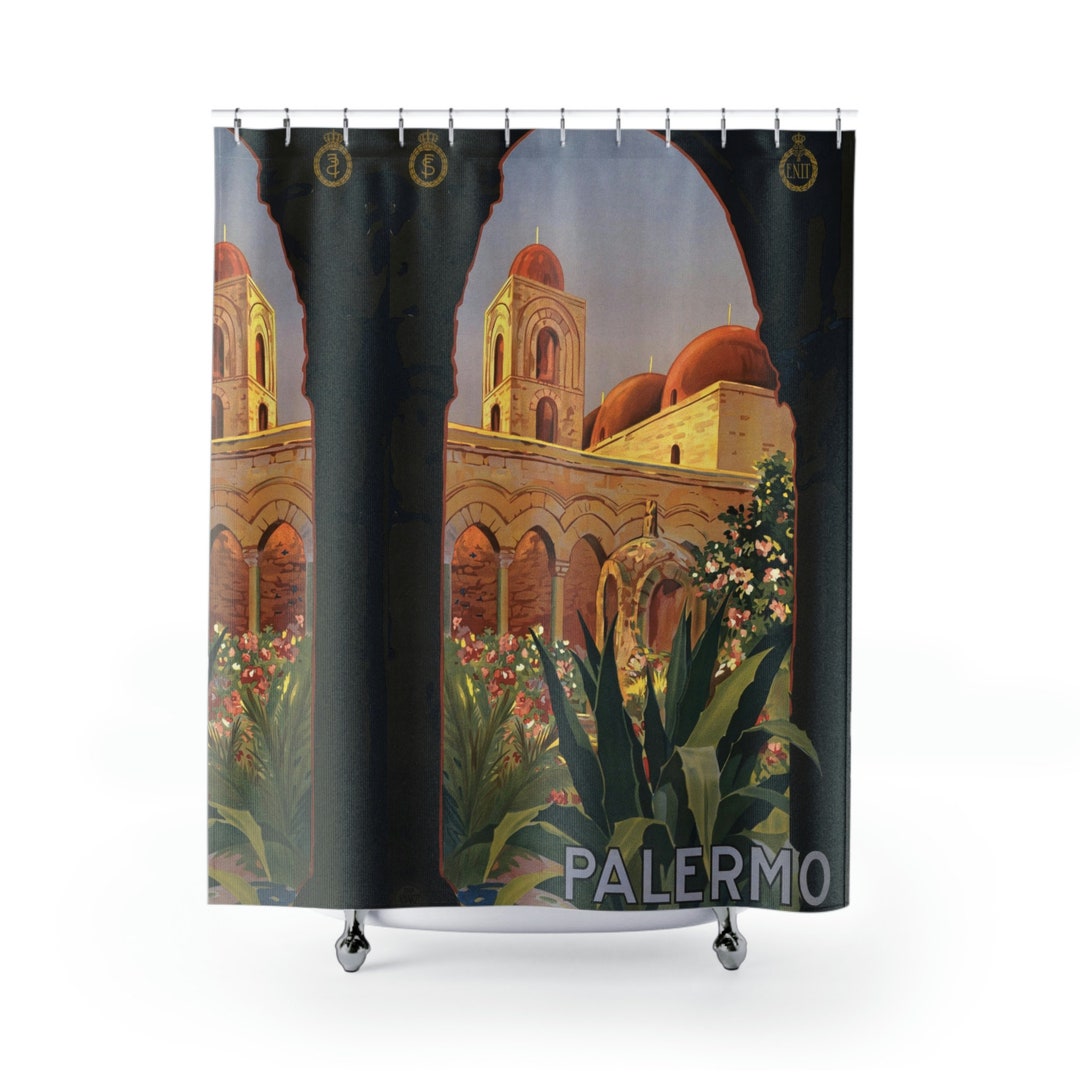 Shower Curtain Italian Poster 1920 Architecture Landscape Countryside ...