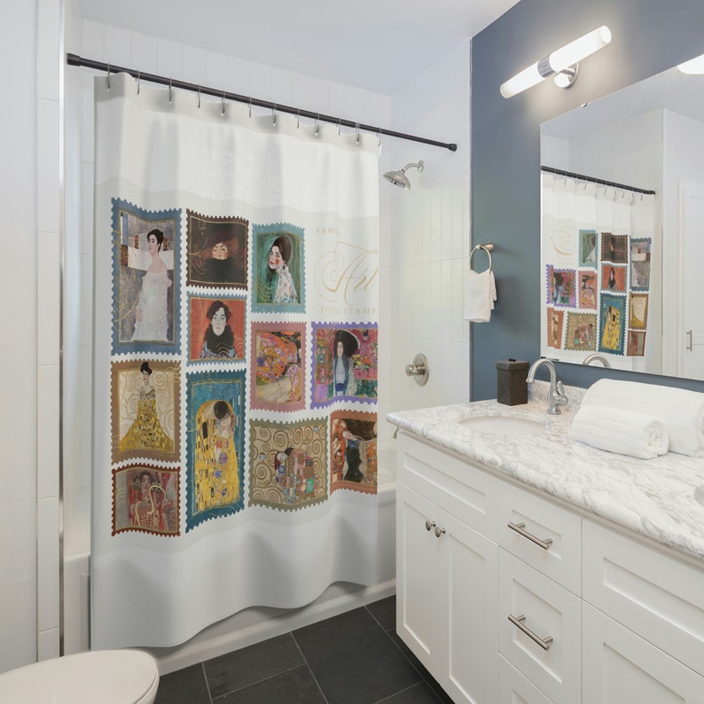 Retro Art Nouveau Shower Curtain Bathroom Decor Fabric-gustav Klimt's ...