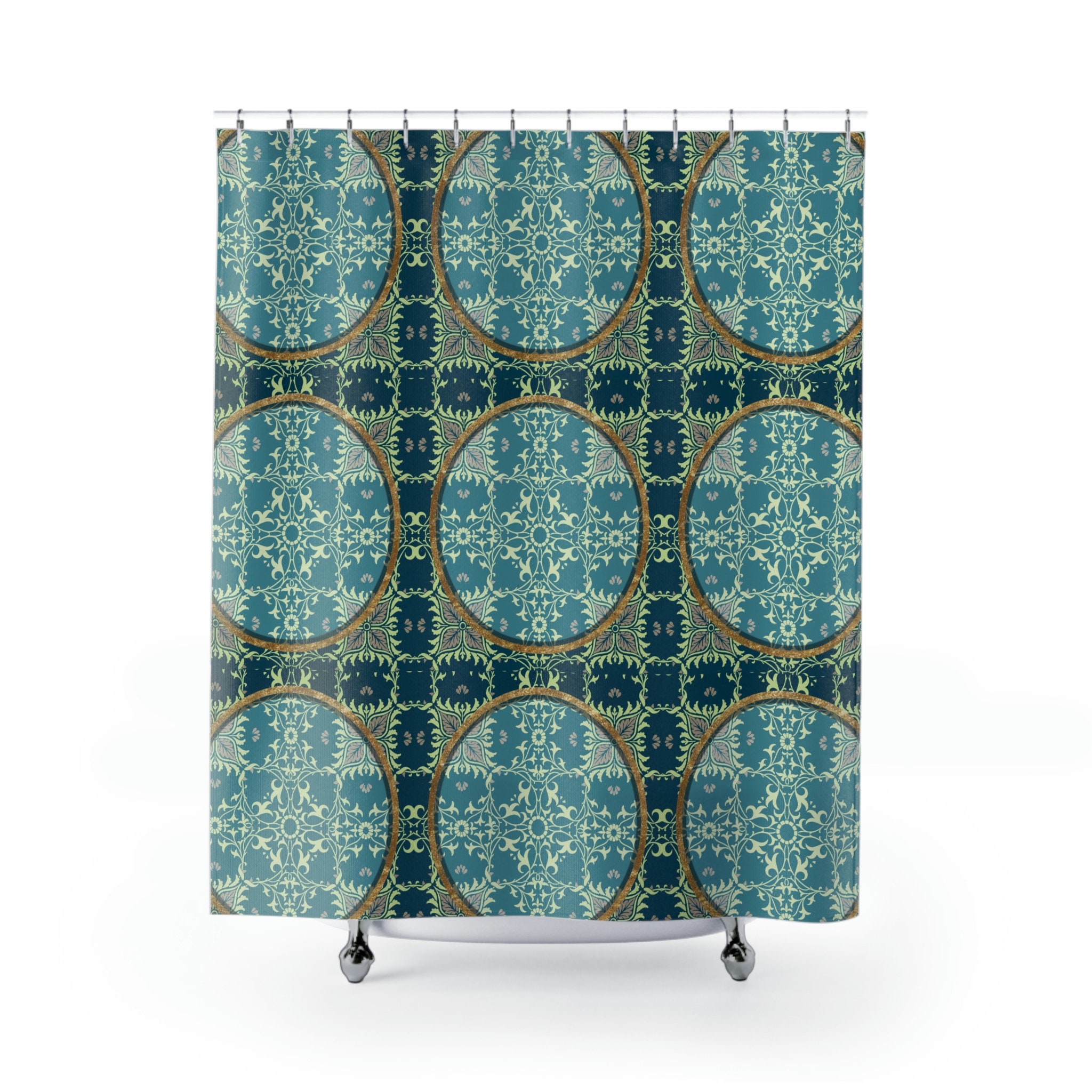Shower Curtain Long Fabric 71l X 74h Art Nouveau Retro pattern Design ...