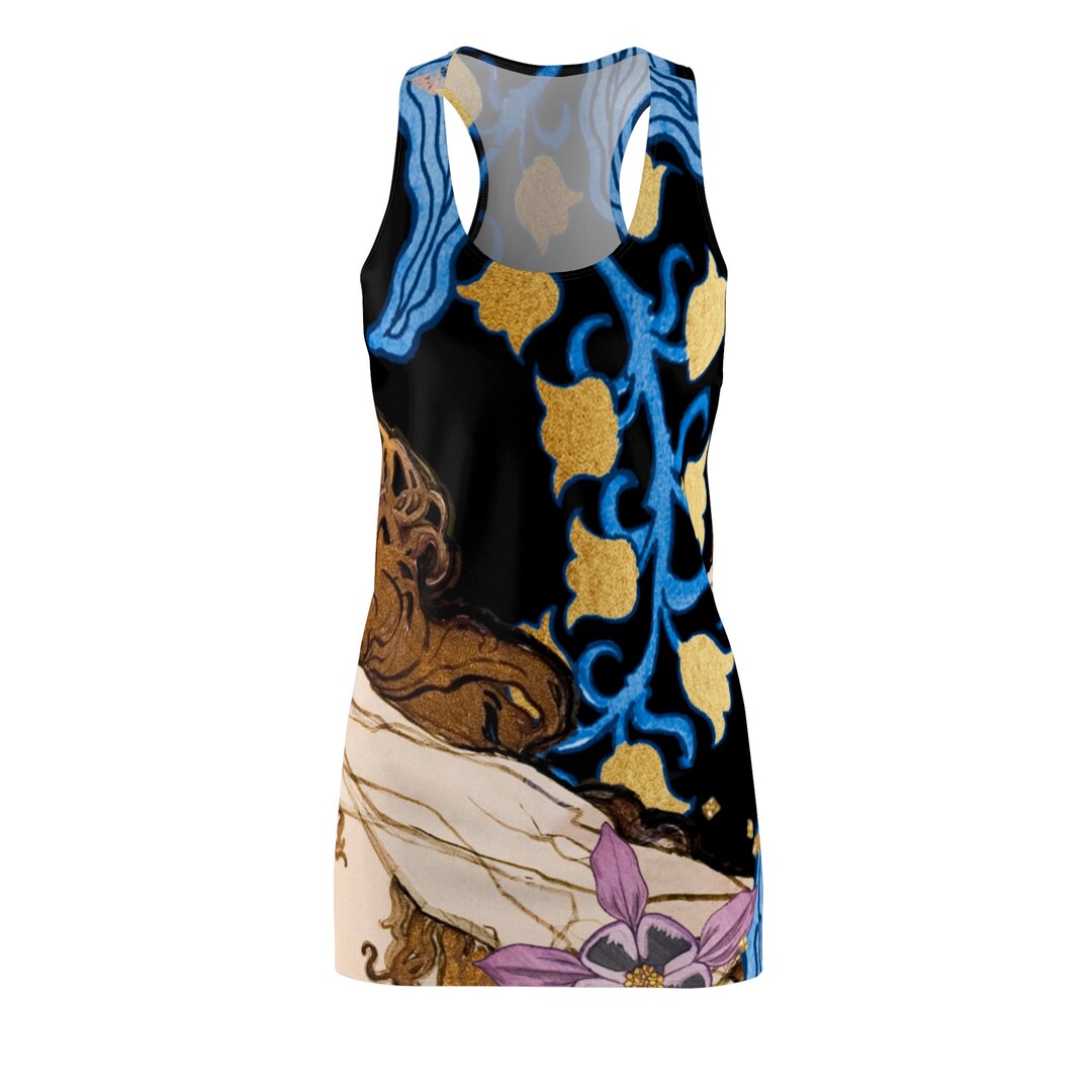Women's Razorback Art Nouveau Mucha Navy Flower Party Dress - Etsy