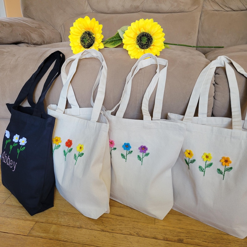 Embroidered Tote Bag - Etsy