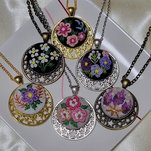 Embroidered Necklace - Etsy