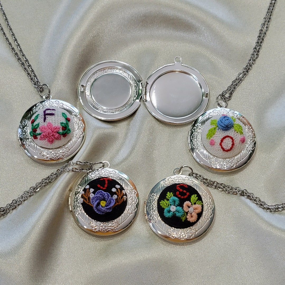 Personalized Embroidered Locket Pendant: Handmade Cotton Valentine's ...
