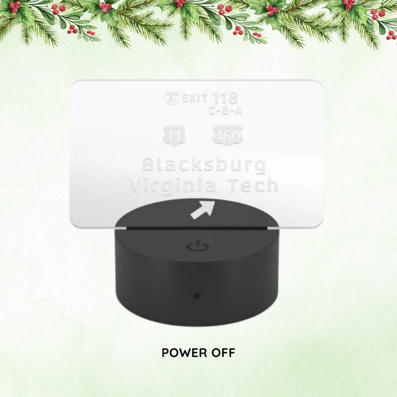 VT Virginia Tech Hokies Acrylic LED Sign Blacksburg Virginia Hokies ...