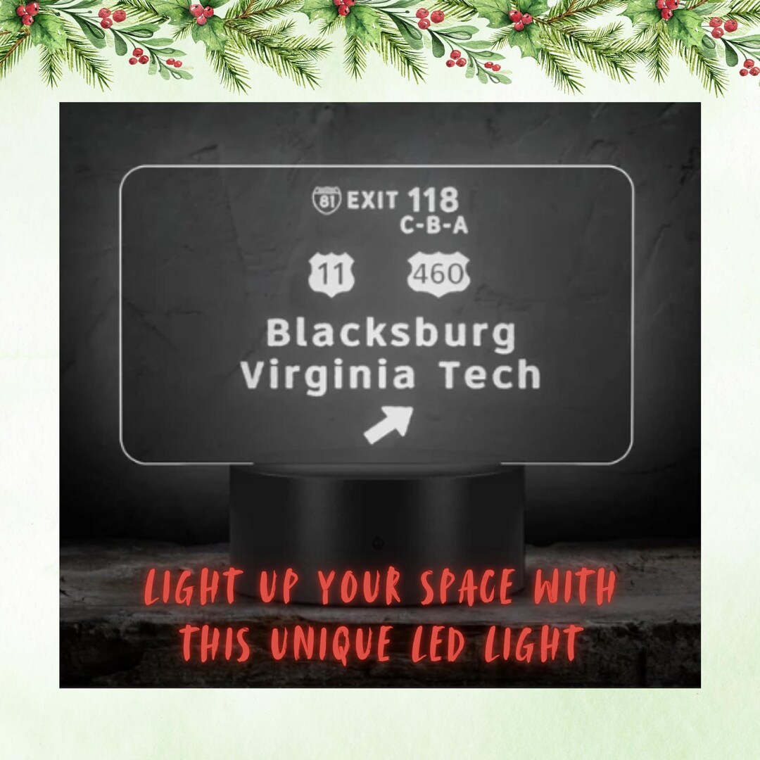 VT Virginia Tech Hokies Acrylic LED Sign Blacksburg Virginia Hokies ...