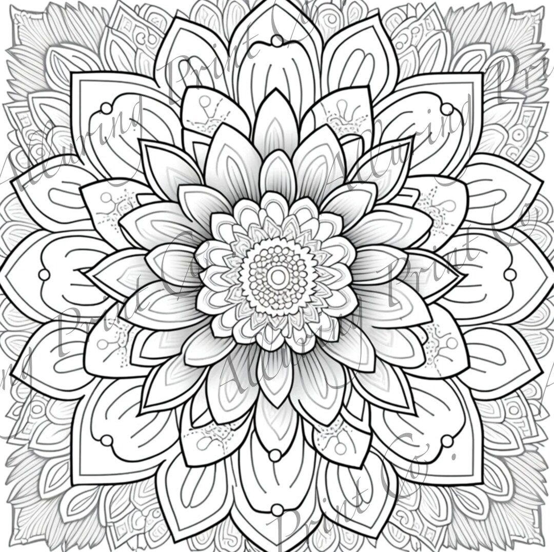 Mandala Flower Coloring Page for iPad Printable Digital Download ...
