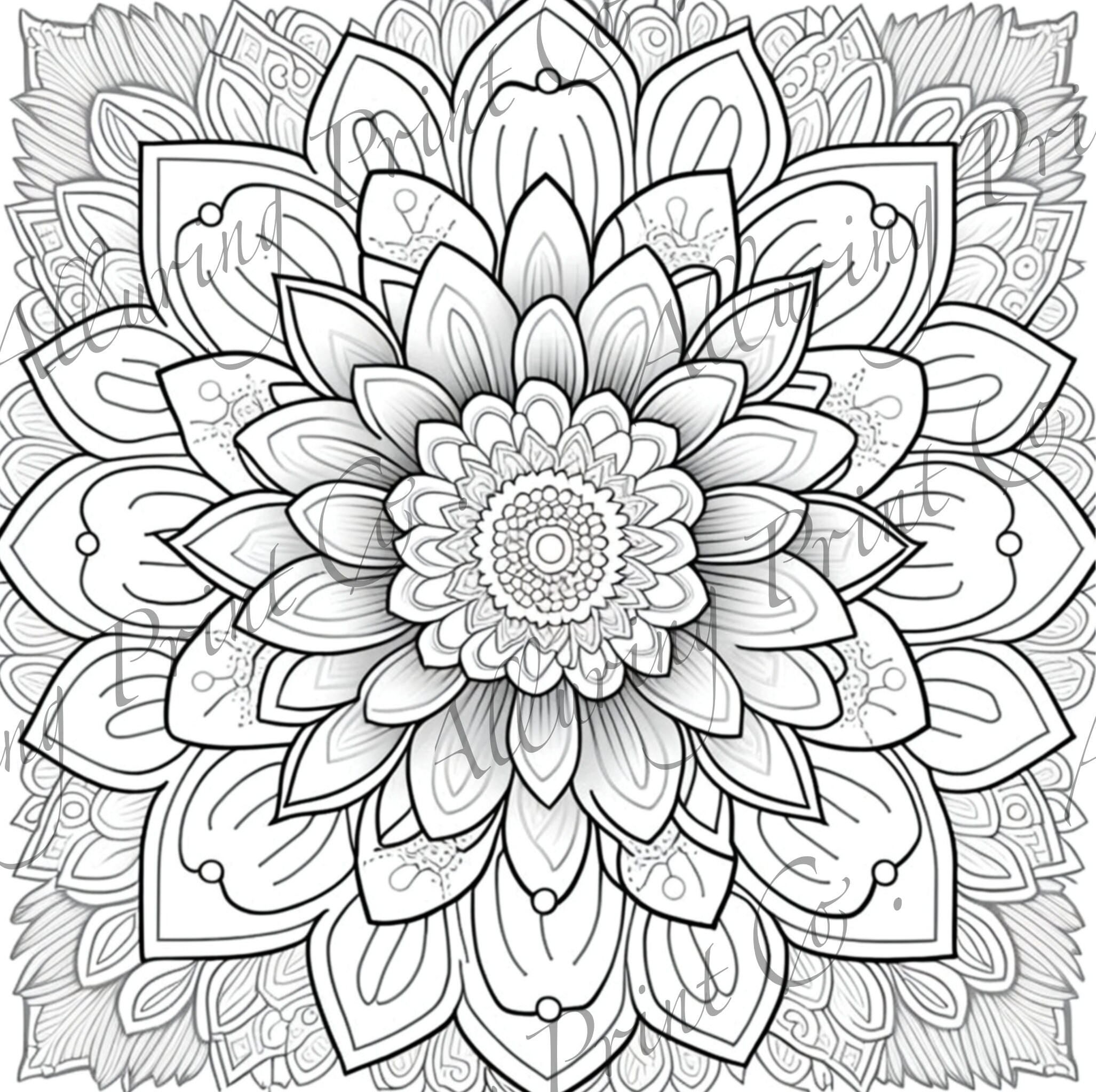 Mandala Flower Coloring Page for iPad Printable Digital Download ...