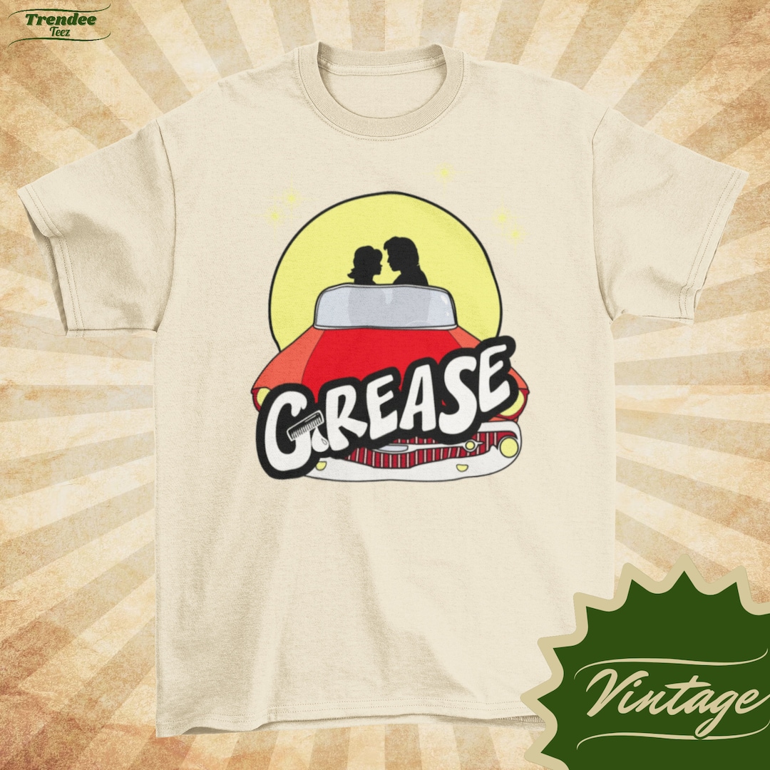 Grease - Vintage Style Cartoon Graphic Natural Crewneck T-shirt ...