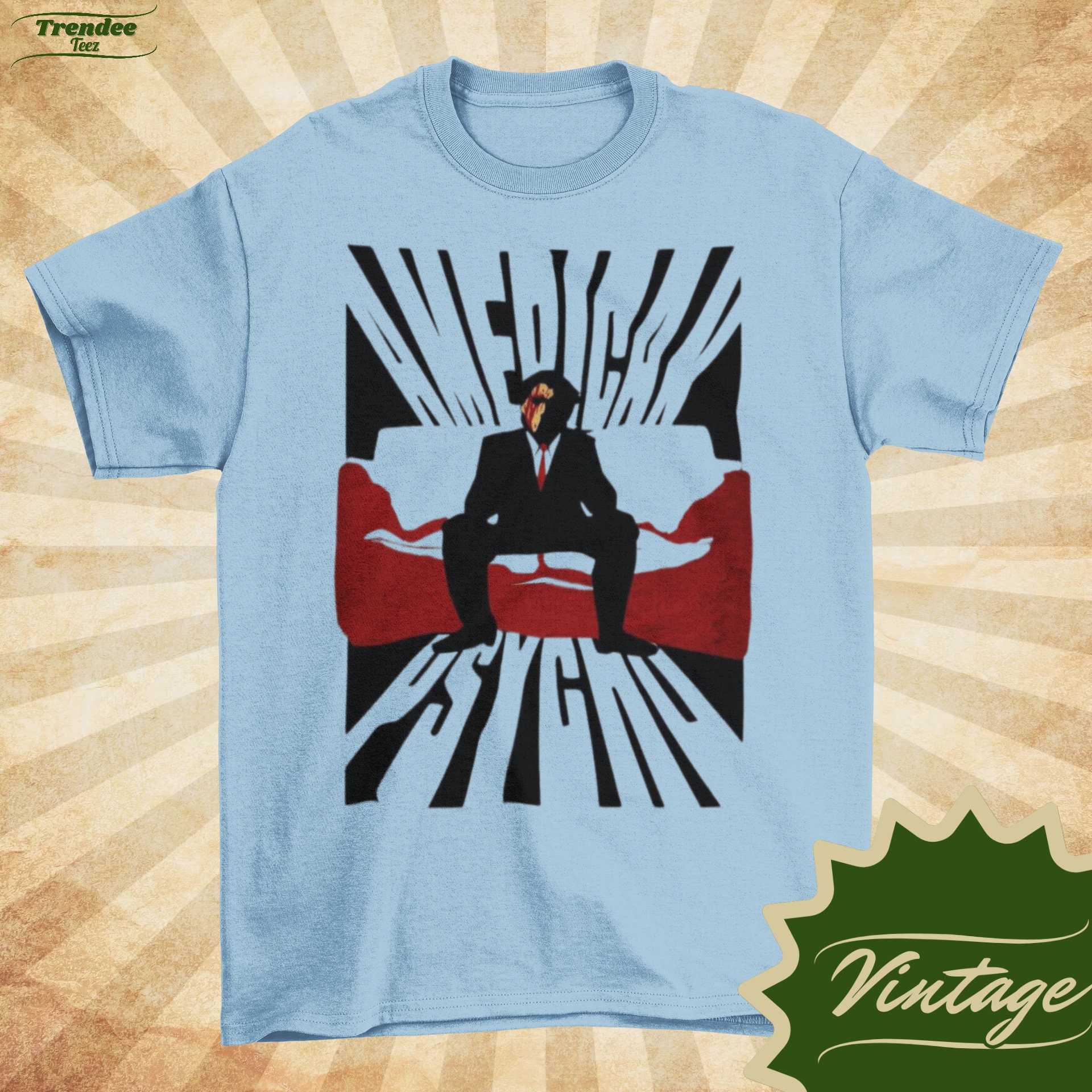 American Psycho - Vintage Style Natural Crewneck T-shirt -unisex ...