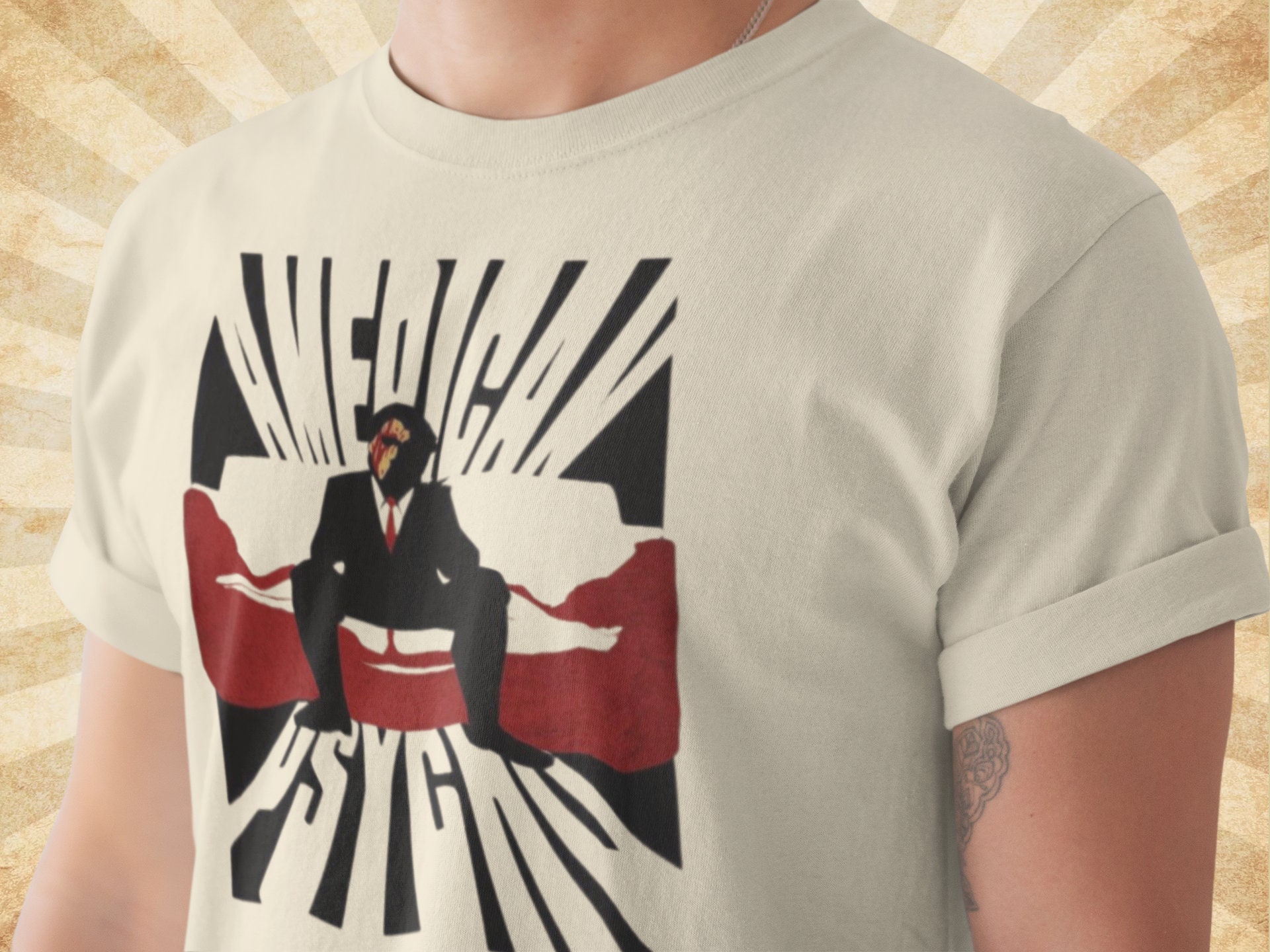American Psycho - Vintage Style Natural Crewneck T-shirt -unisex ...