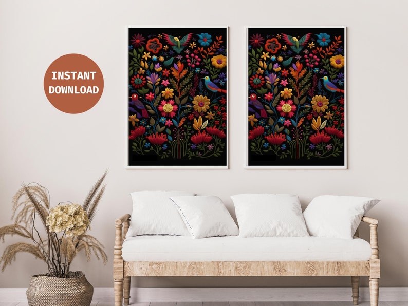 Mexican Otomi Print Colorful Otomi Art Wall Decor Digital - Etsy