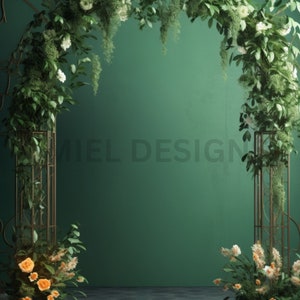 Green Vertical Chiara Arches Set of 16: Digital Backdrops for Elegant ...