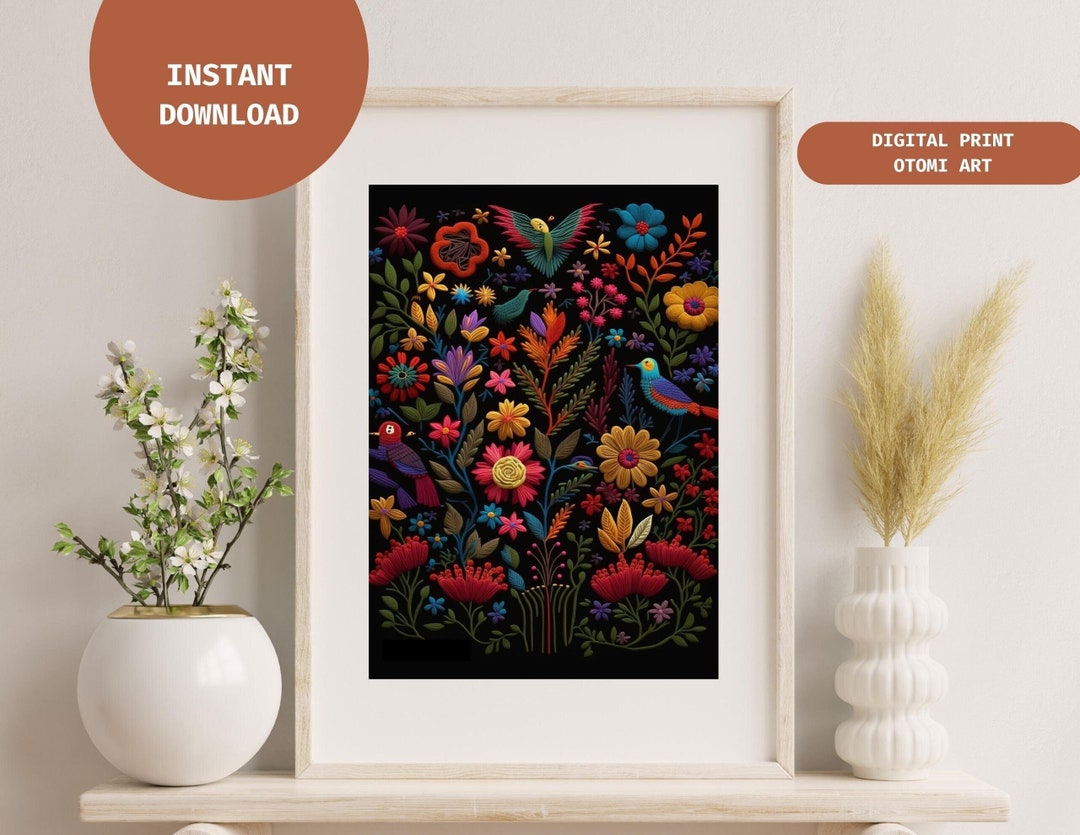 Mexican Otomi Print, Colorful Otomi Art Wall Decor, Digital Download ...