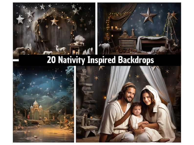 20 Nativity Photography Backdrops: Christmas Story Scenes (digital ...