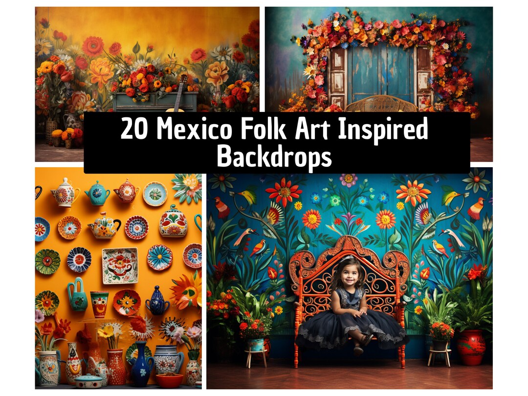 Mexican Folk Art Backdrops: Photography & Event Digital Backgrounds ...