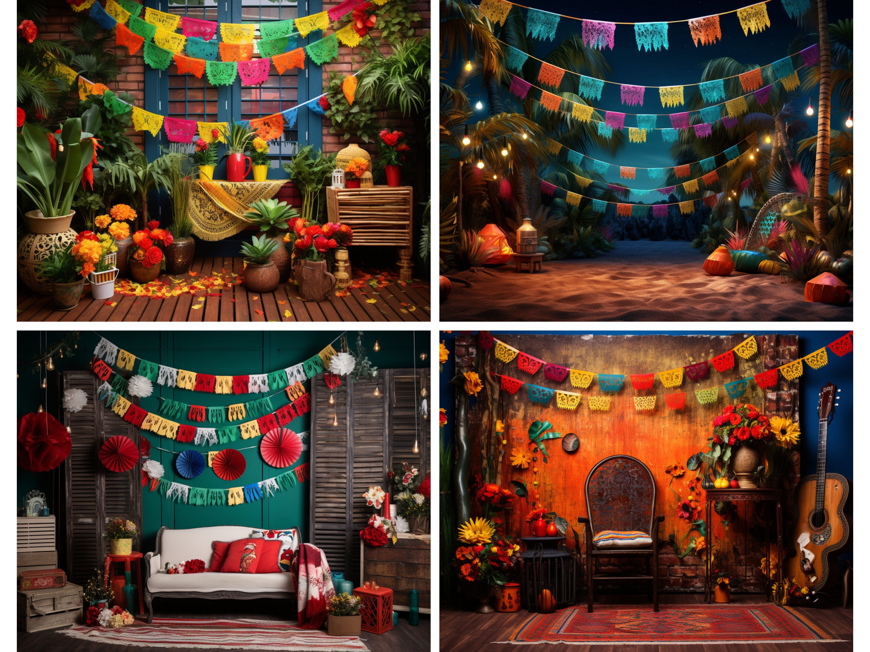 Mexican Fiesta Photography Backdrops: 20 Digital Party Backgrounds (PNG ...