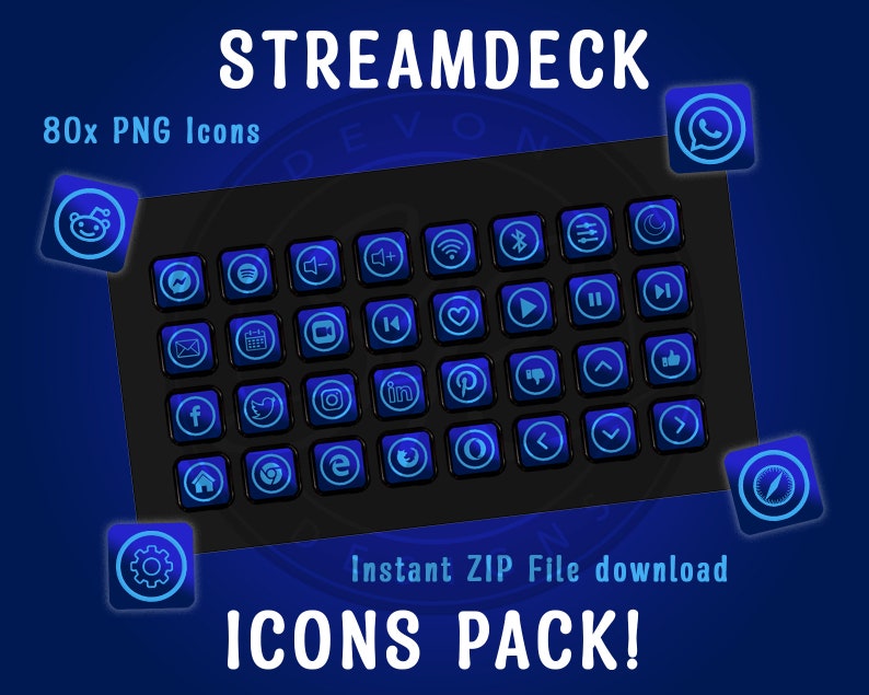 Cobalt Blue Streamdeck Icon Pack - Etsy