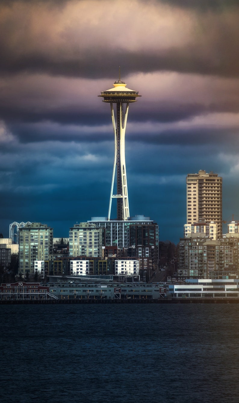 Seattle Space Needle Artwork Photography Washington Cityscape, Urban ...