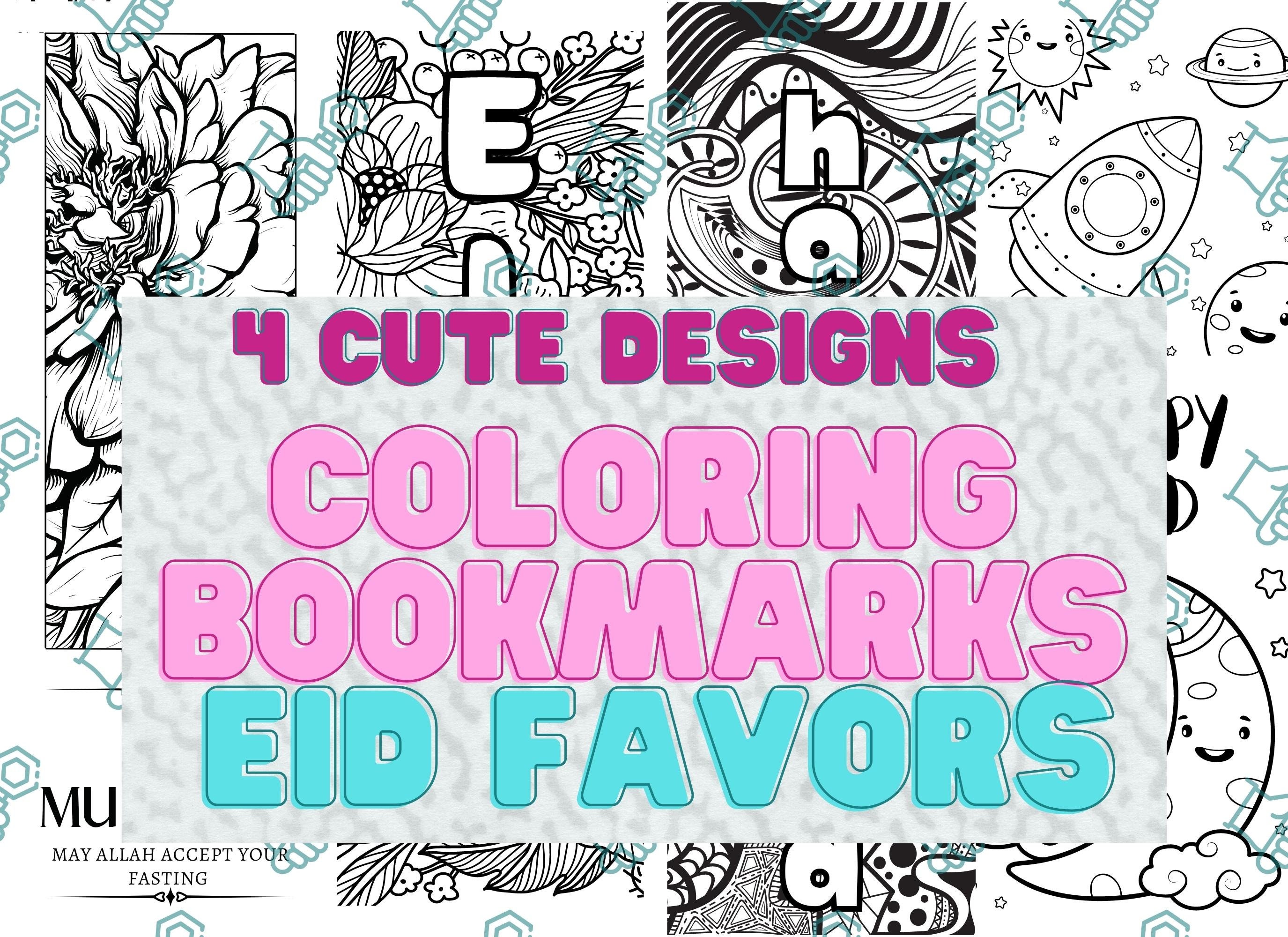 EID MUBARAK Coloring Bookmarks. Digital Download. Eid Favors. Eid Party ...