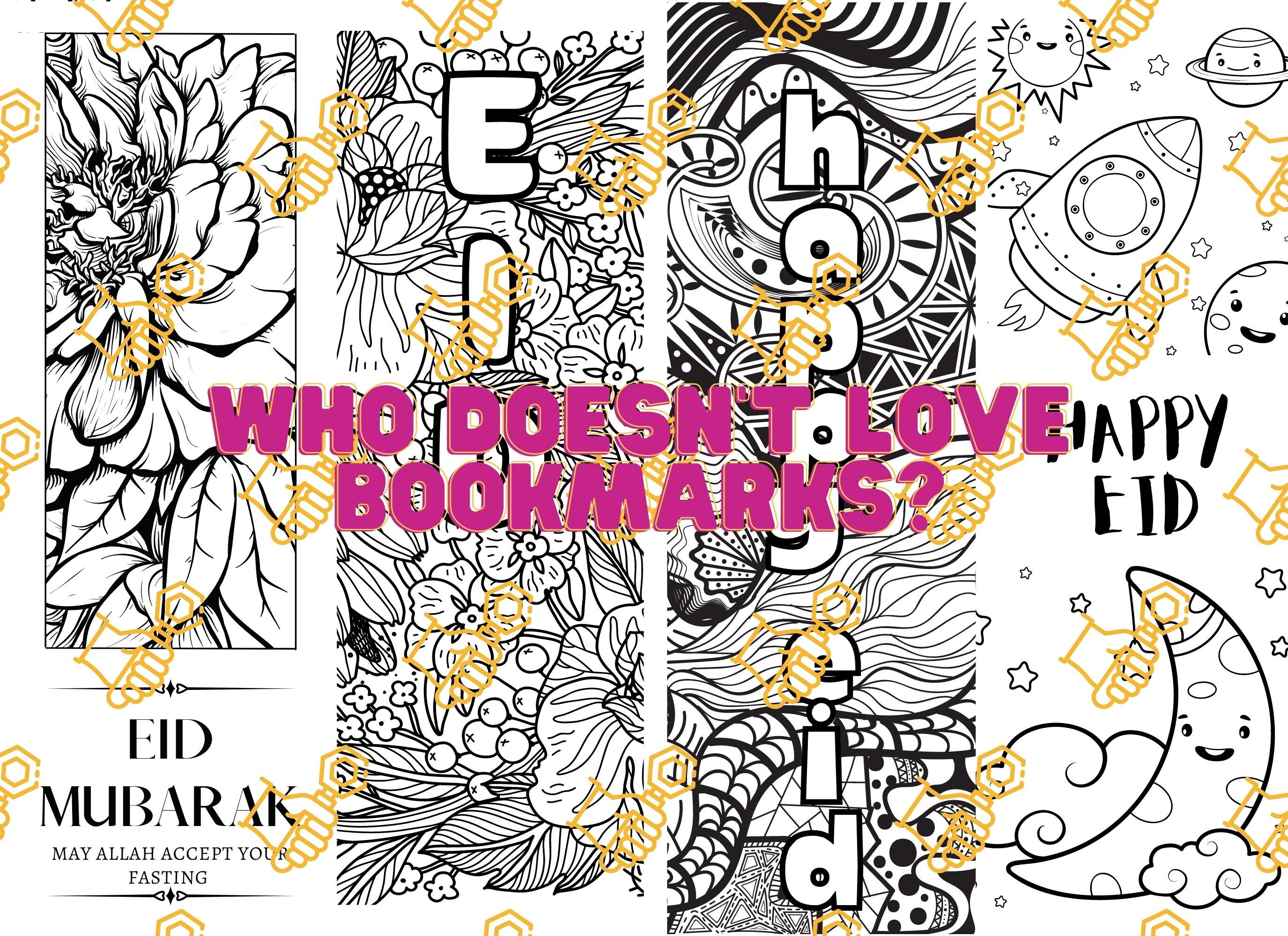 EID MUBARAK Coloring Bookmarks. Digital Download. Eid Favors. Eid Party ...