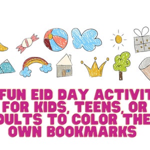 EID MUBARAK Coloring Bookmarks. Digital Download. Eid Favors. Eid Party ...