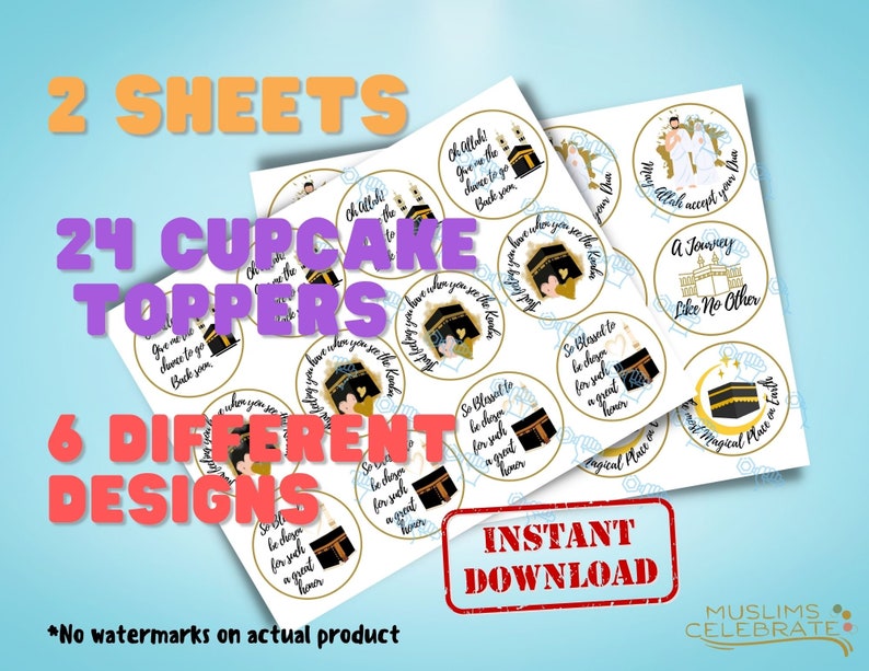 Hajj Party Cupcake Toppers Printable. DIGITAL DOWNLOAD. Muslim Party ...