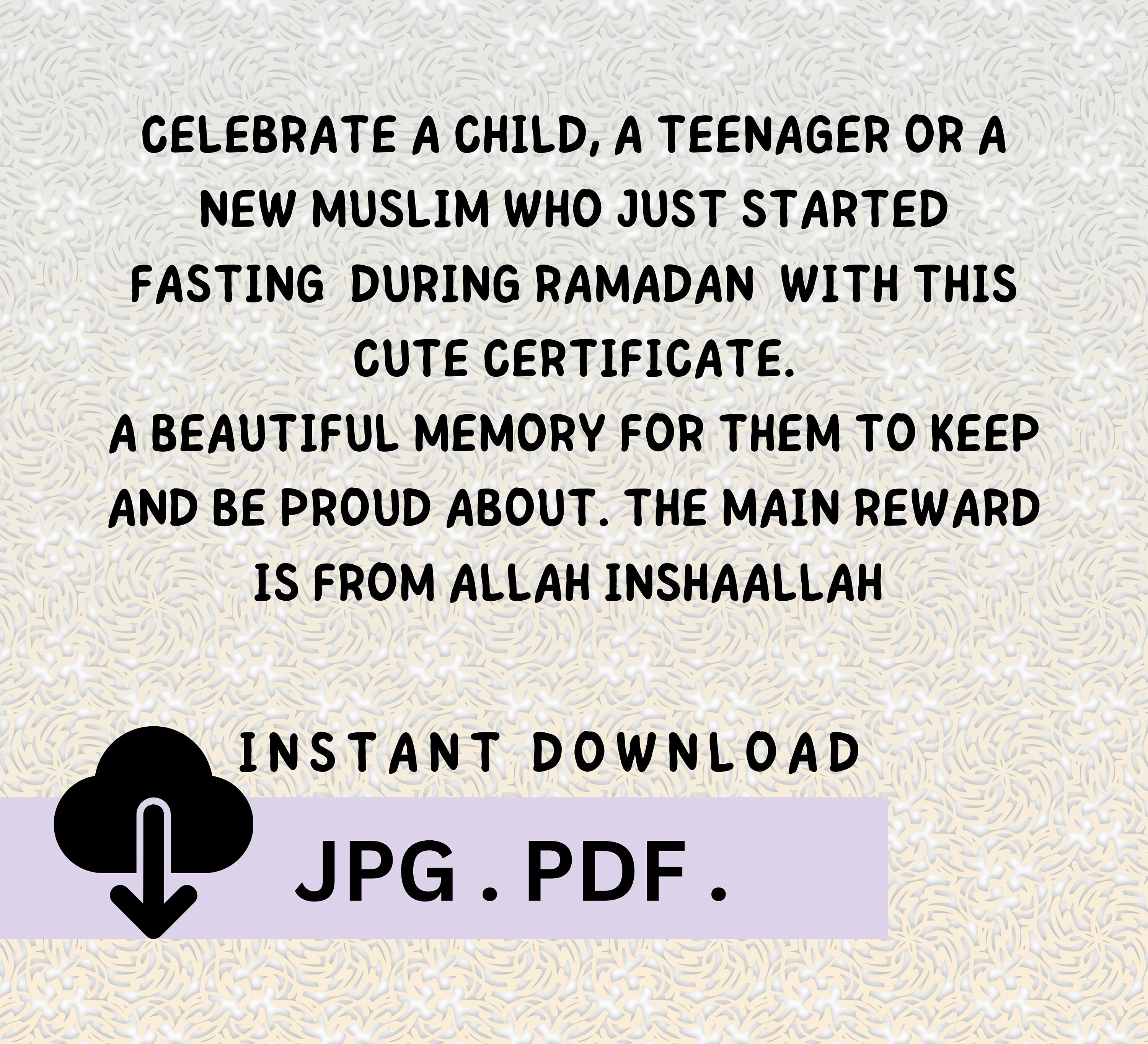 Certificate of Fasting- PRINTABLE ART. Ramadan Certificate, First ...