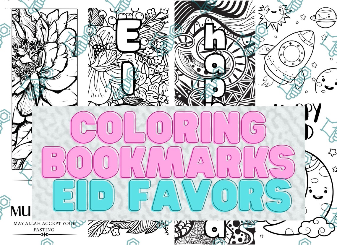 EID MUBARAK Coloring Bookmarks. Digital Download. Eid Favors. Eid Party ...