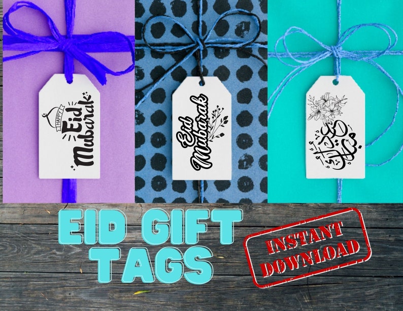 EID Gift Tags Printables, Digital Download, 9 Eid Party Tags, Eid ...