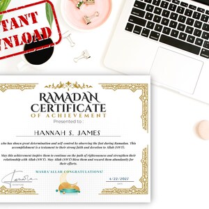 New Muslim Certificate of Fasting- PRINTABLE ART. Eid Gift. Ramadan ...