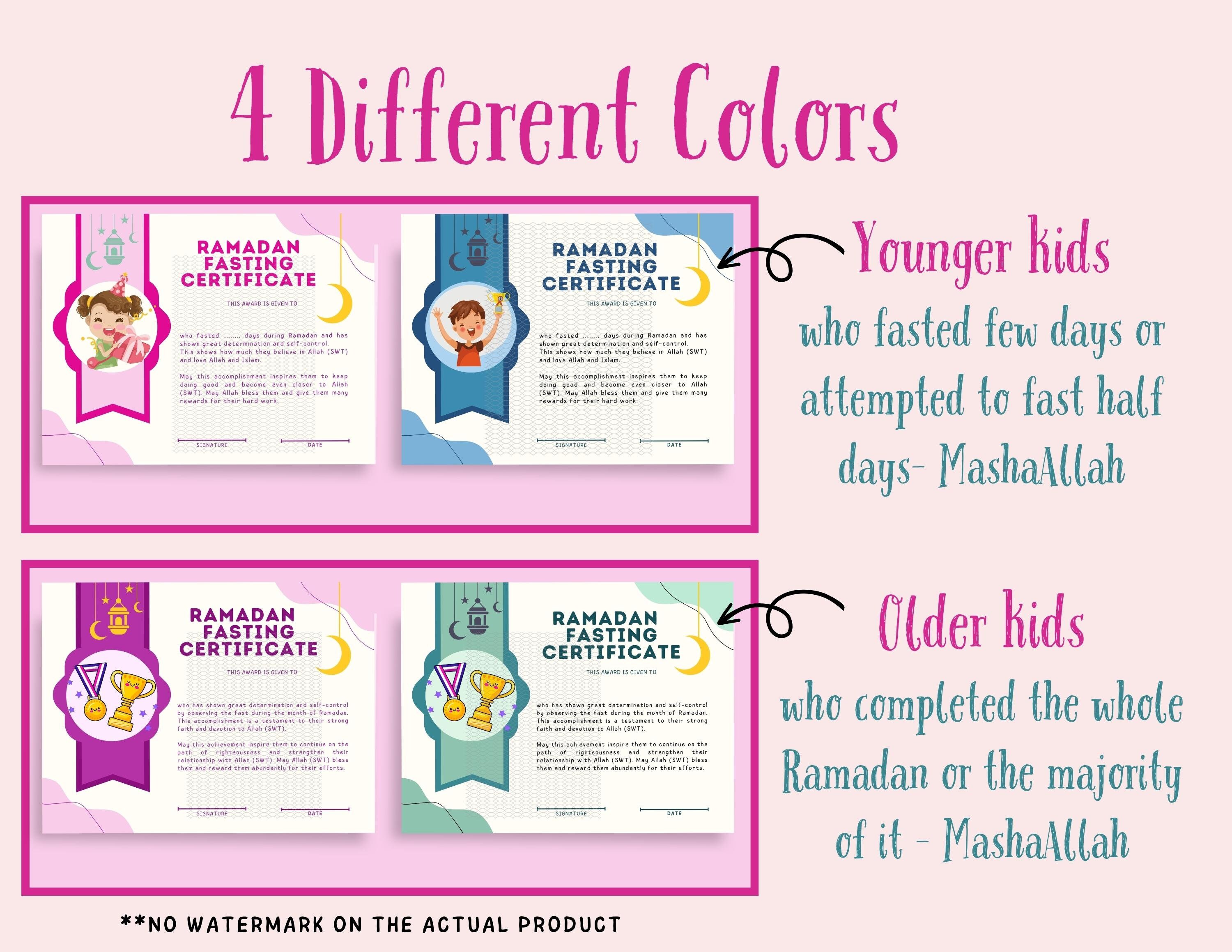 Eid Game- PRINTABLE Certificate Celebrating Fasting Kids During Your ...