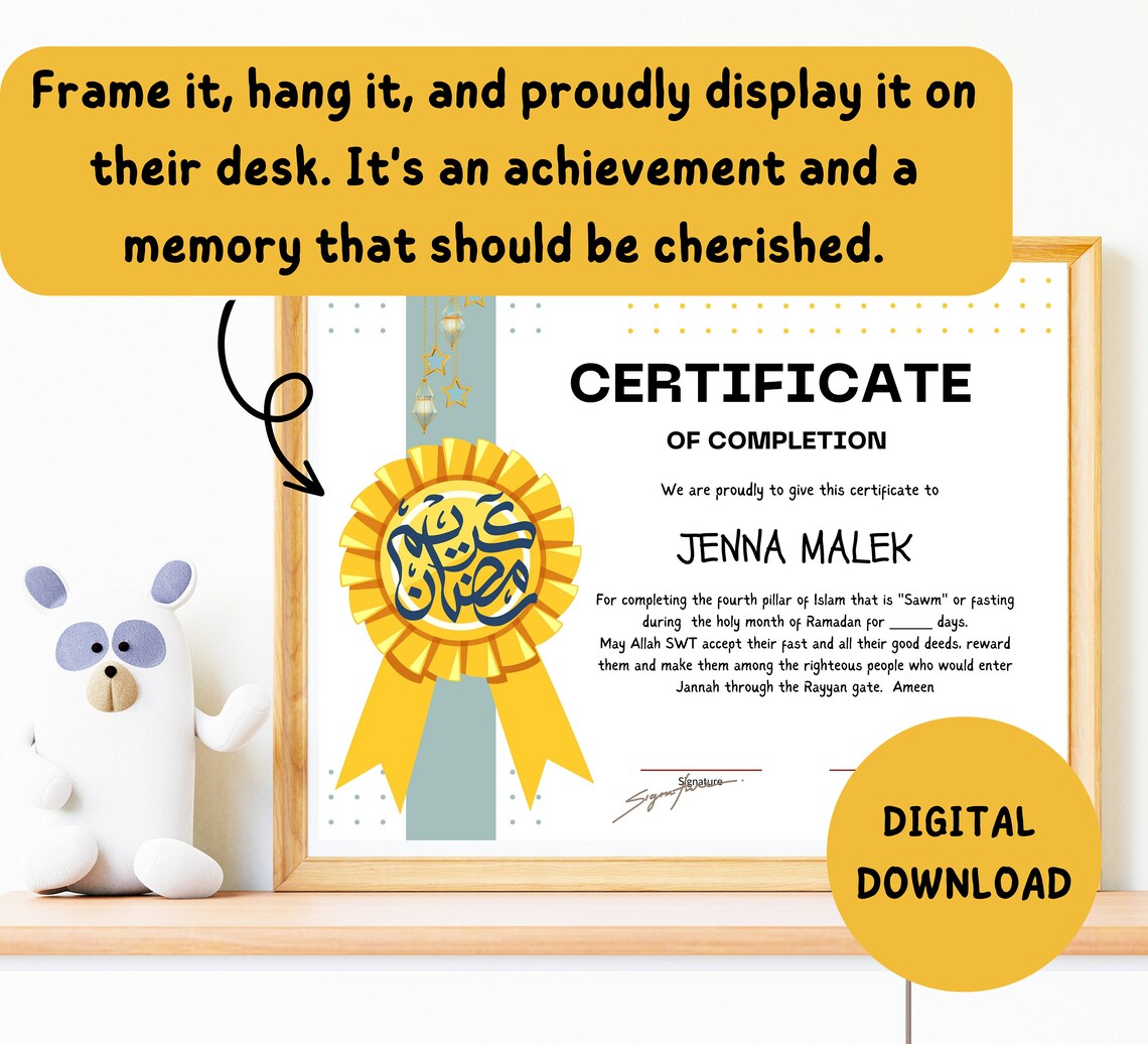 FASTING CERTIFICATE. Digital Download. Ramadan Kids Award. Printable ...