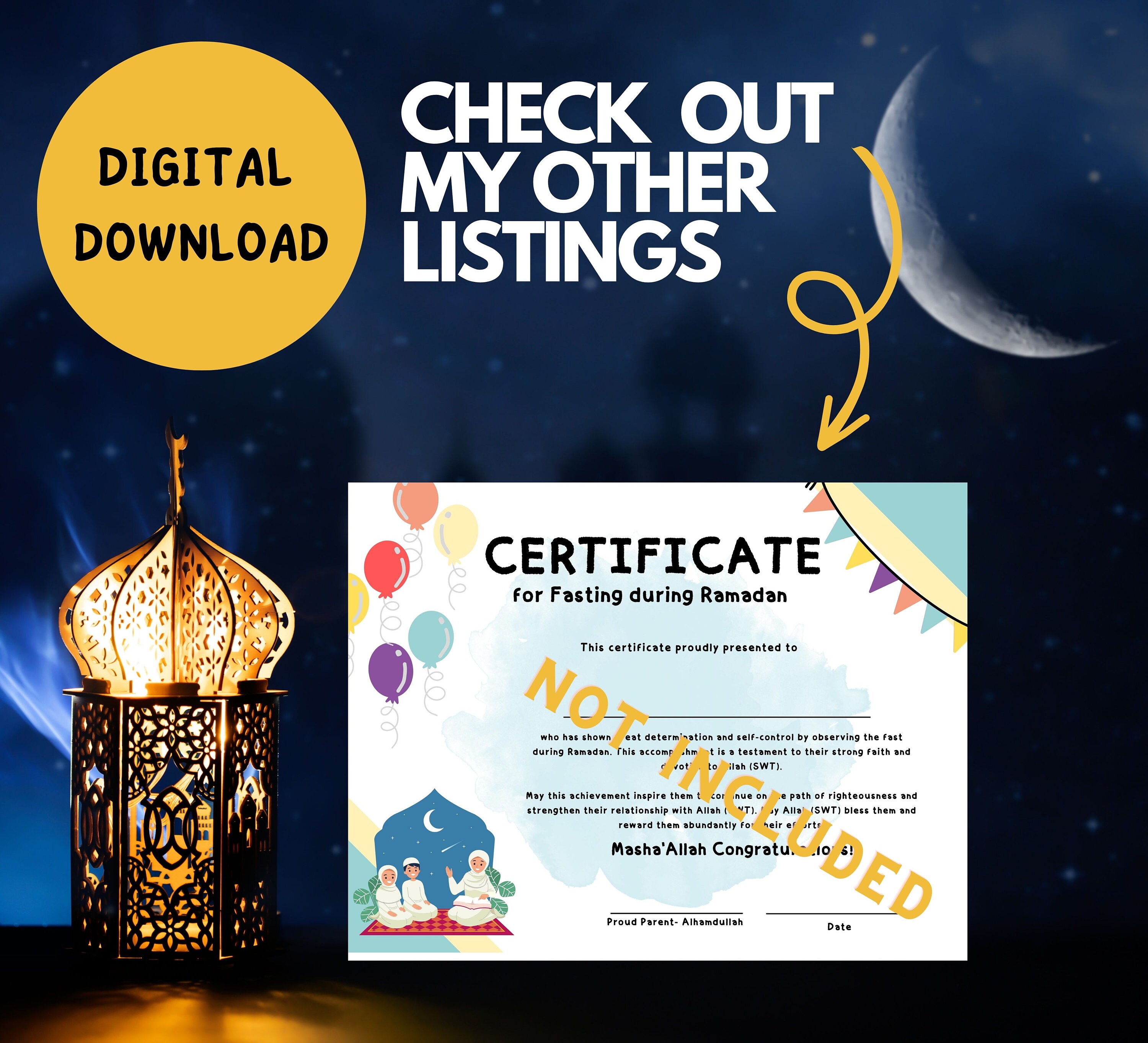 FASTING CERTIFICATE. Digital Download. Ramadan Kids Award. Printable ...