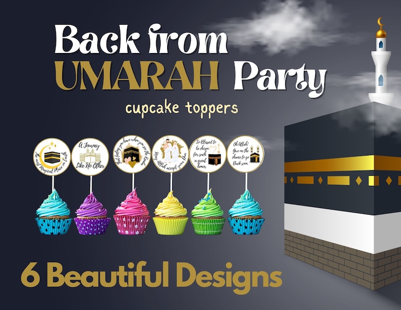 Umrah Party Cupcake Toppers Printable. DIGITAL DOWNLOAD. Muslim Party ...