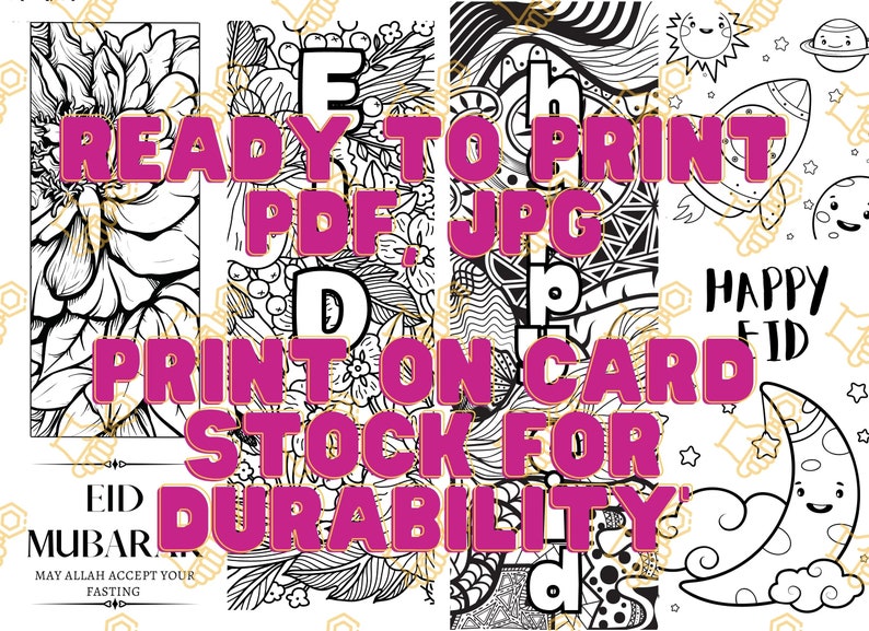 EID MUBARAK Coloring Bookmarks. Digital Download. Eid Favors. Eid Party ...